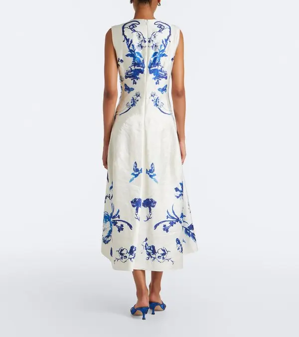 Erdem Floral Twill Midi Dress