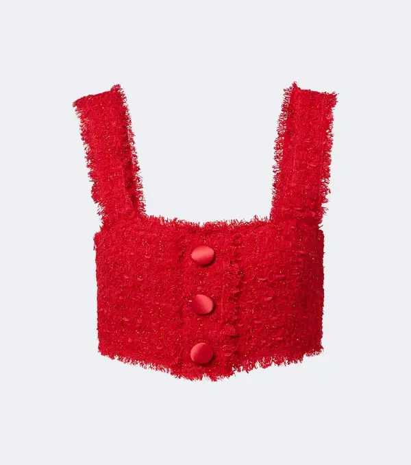 Dolce & Gabbana Cotton-blend Bouclé Crop Top - Red