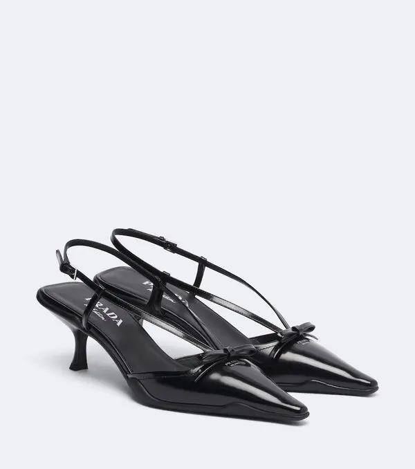 Prada Bow-detail Leather Slingback Pumps
