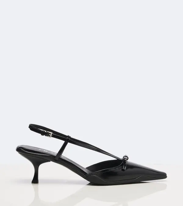 Prada Bow-detail Leather Slingback Pumps