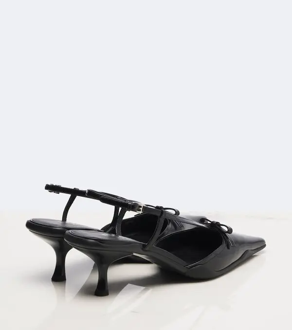 Prada Bow-detail Leather Slingback Pumps