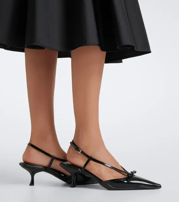 Prada Bow-detail Leather Slingback Pumps