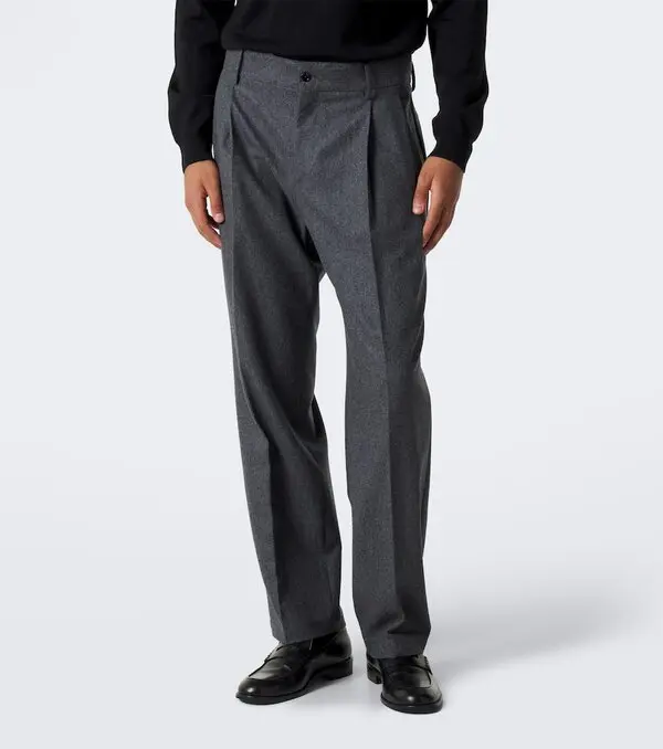 Dolce & Gabbana Virgin Wool Flannel Wide-leg Pants