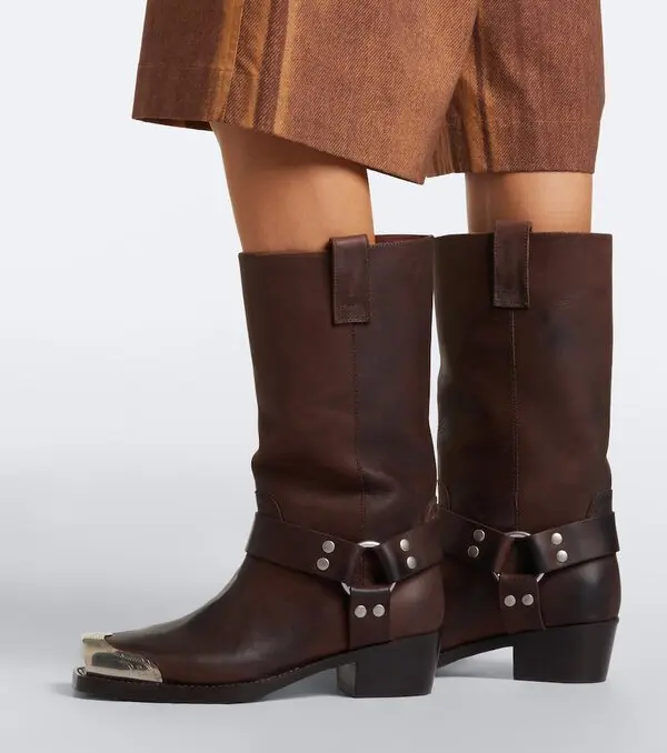 Paris Texas Roxy Embellished Leather Biker Boots