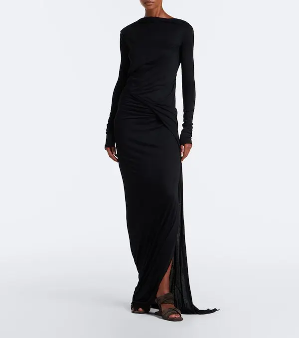 Rick Owens Shailee Draped Open-back Jersey Gown
