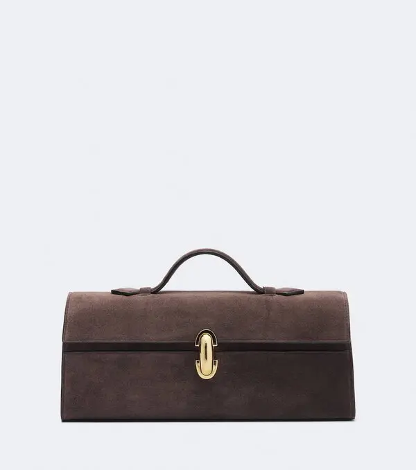 Savette Symmetry Slim Suede Top-handle Bag - Brown