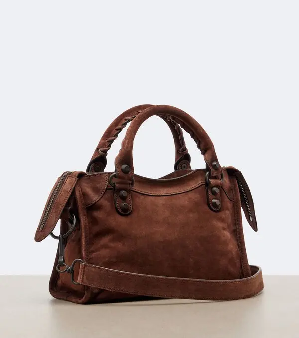Balenciaga Le City Mini Suede Top-handle Bag