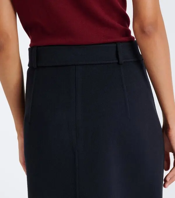 Max Mara Belted Virgin Wool Midi Skirt