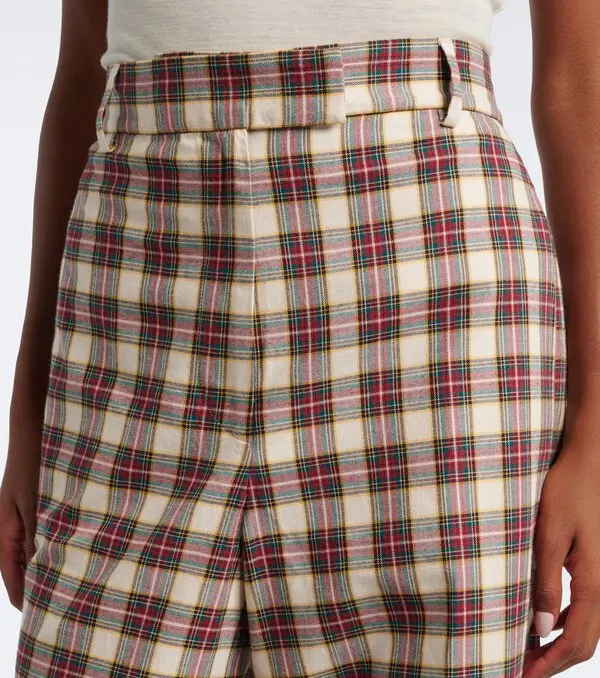 Dries Van Noten Plaid Cotton Flannel Wide-leg Pants