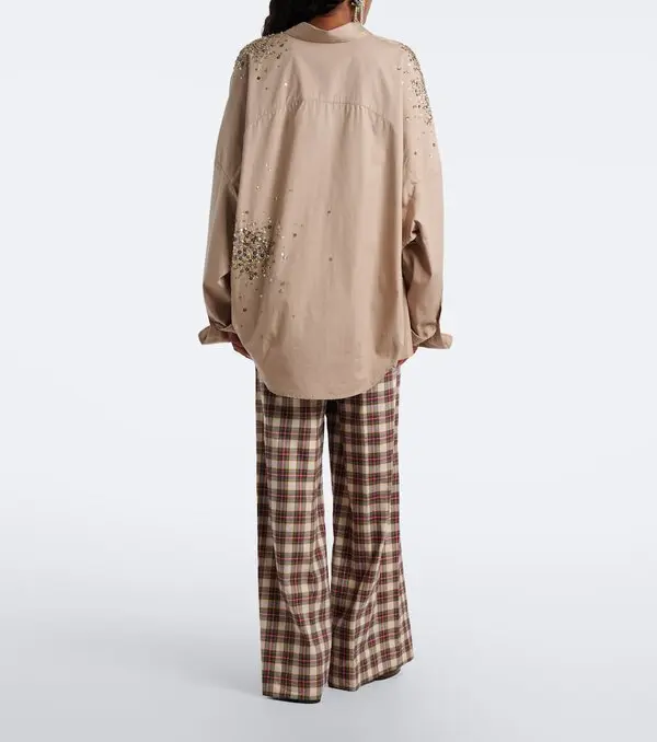 Dries Van Noten Plaid Cotton Flannel Wide-leg Pants