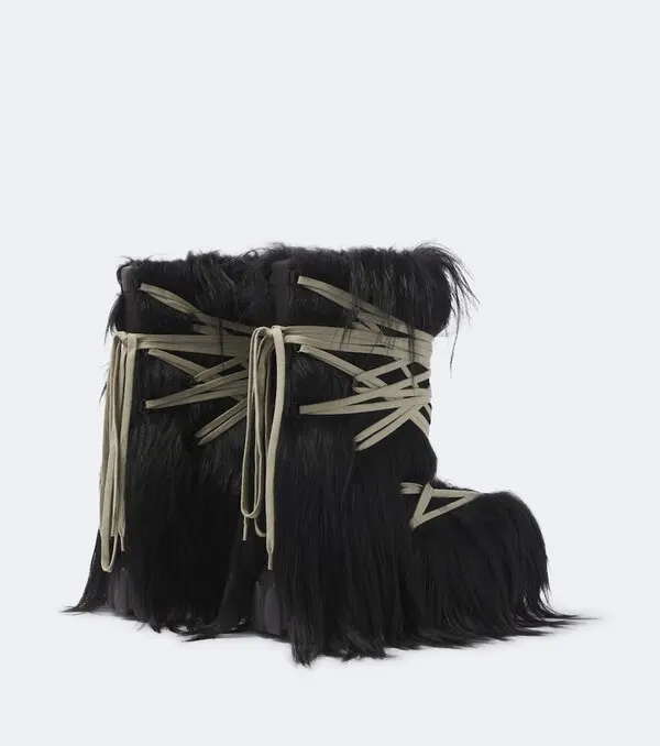 Rick Owens Megalace Shearling Mid-calf Boots