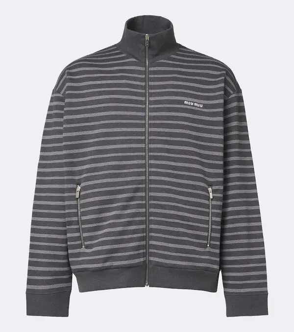 Miu Miu Striped Oversized Cotton Fleece Sweatshirt