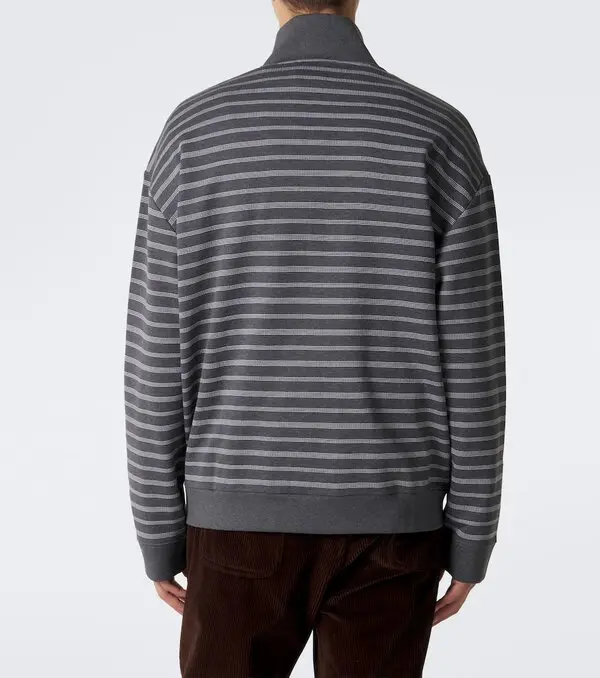 Miu Miu Striped Oversized Cotton Fleece Sweatshirt