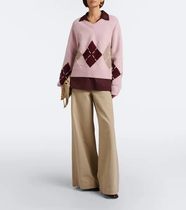 Arch4 Sloane Argyle Cashmere Sweater - Pink