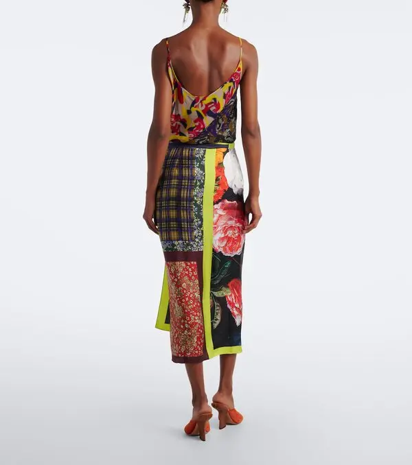Dries Van Noten Printed Silk Wrap Skirt - Multicoloured