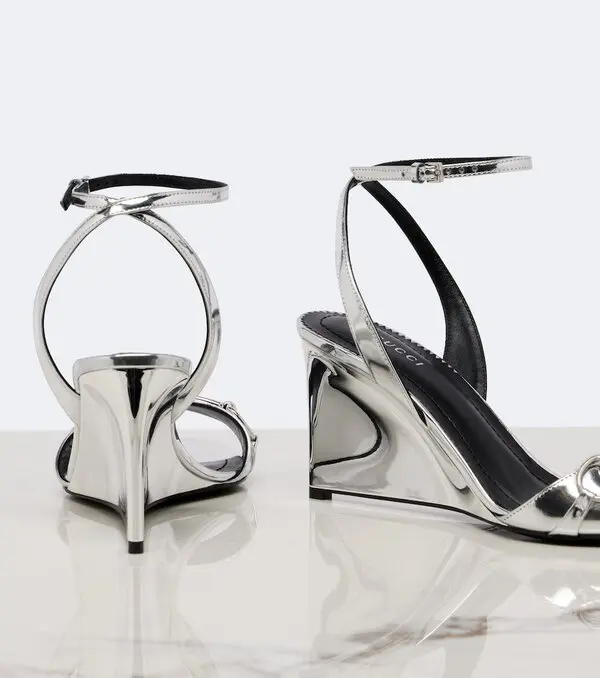 Gucci Donna Leather Wedge Sandals