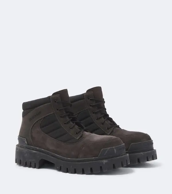 Balenciaga Combat Strike Suede-trimmed Lace-up Boots