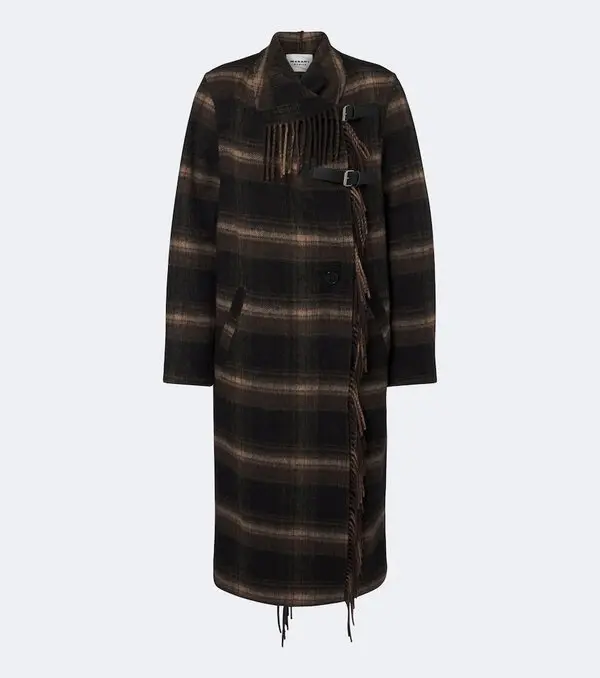 MARANT ETOILE Gihan Plaid Wool-blend Coat