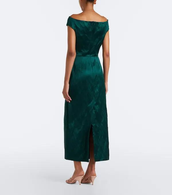 Erdem Embellished Floral Applique Satin Cocktail Dress