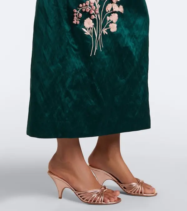 Erdem Embellished Floral Applique Satin Cocktail Dress