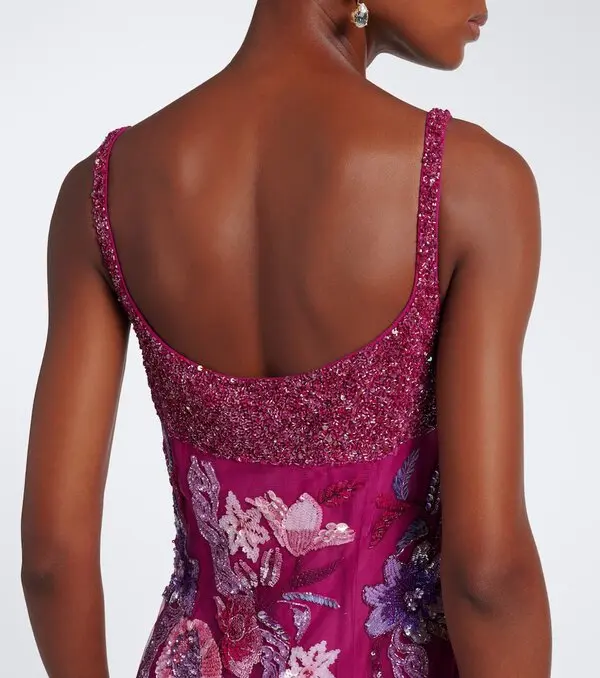 LA FUORI Mystical Garden Embellished Floral Gown