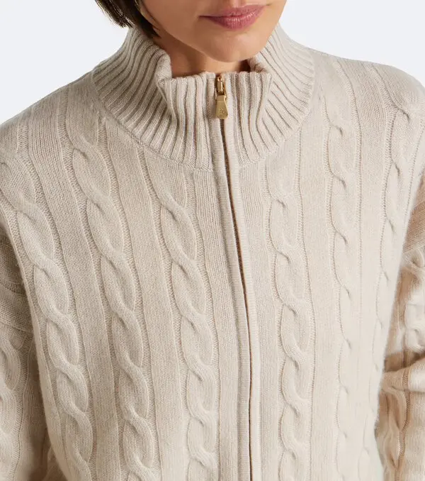 Eleventy Cable-knit Cashmere Zip-up Sweater