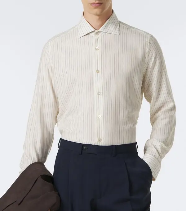 Eleventy Striped Twill Shirt