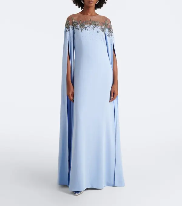Carolina Herrera Embellished Crepe Gown