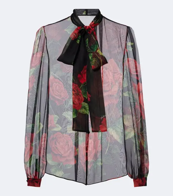 Dolce & Gabbana Floral Silk Chiffon Blouse