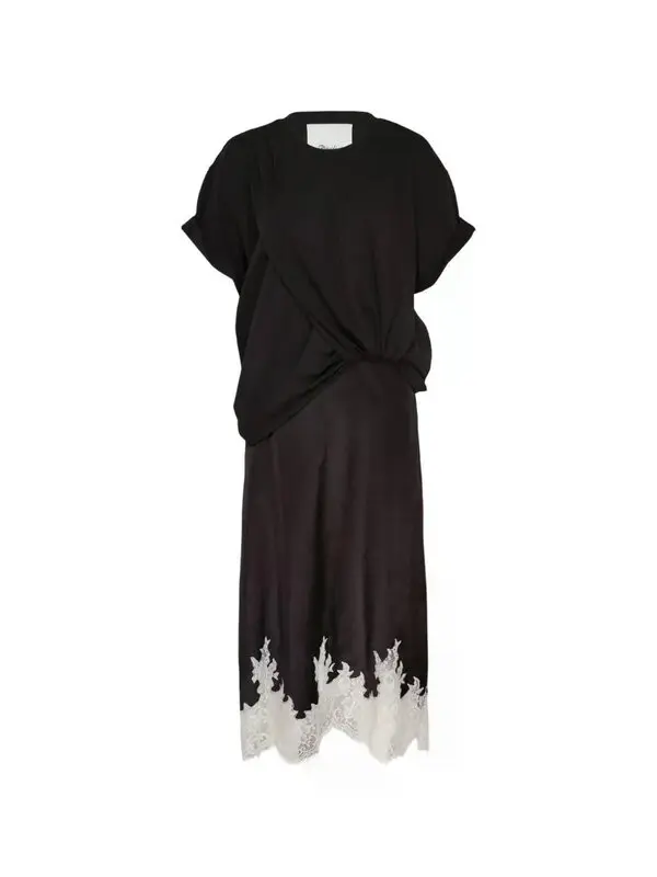3.1 Phillip Lim Lace-trim Twisted Midi Dress - Black