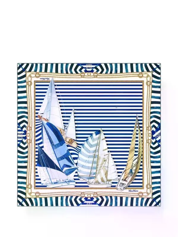 Max Mara Nautical-print Silk Scarf - Blue