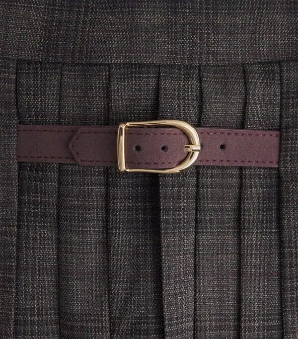Sandro Checked Pleated Mini Skirt