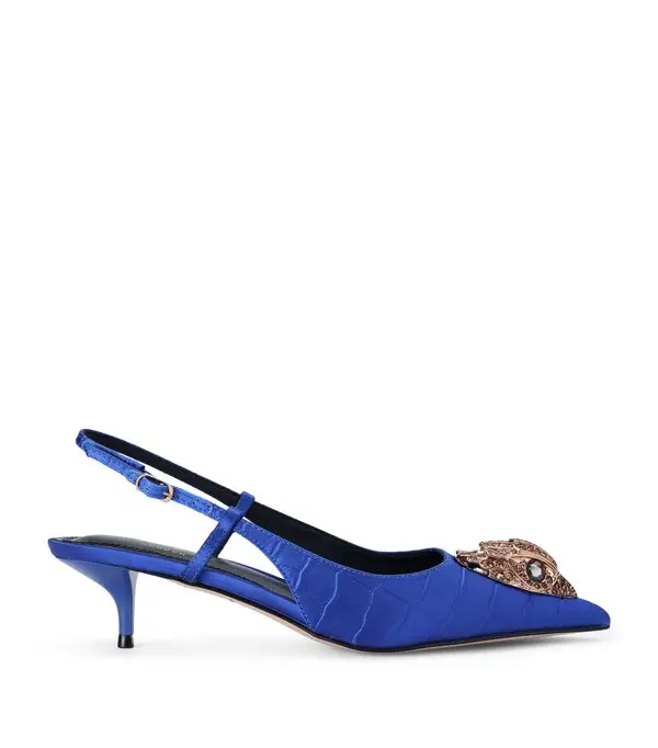 Kurt Geiger Croc Effect Satin Belsize Slingbacks
