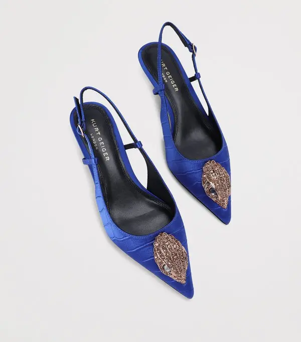 Kurt Geiger Croc Effect Satin Belsize Slingbacks