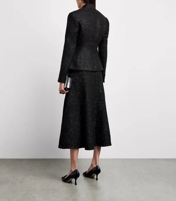 SELF-PORTRAIT Metallic Bouclé Midi Dress