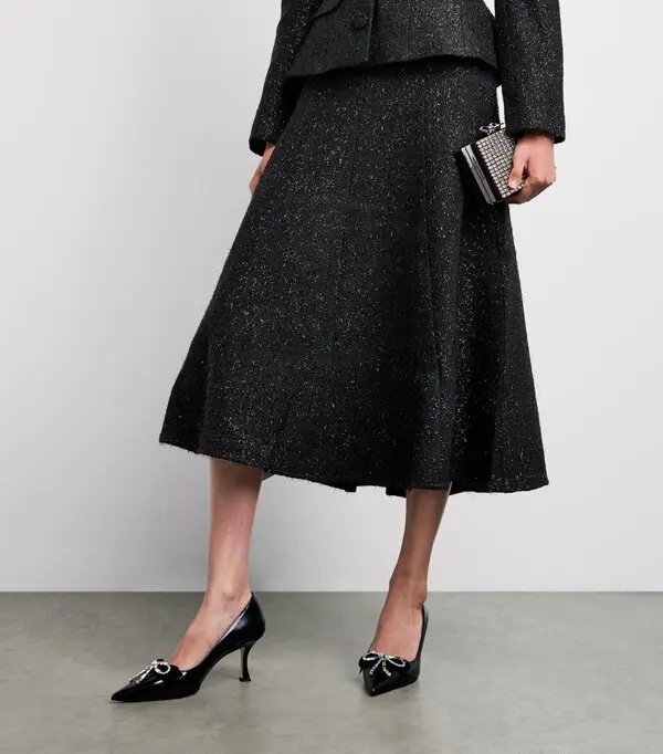 SELF-PORTRAIT Metallic Bouclé Midi Dress