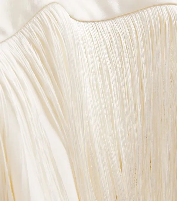 SELF-PORTRAIT Satin Fringe Maxi Dress