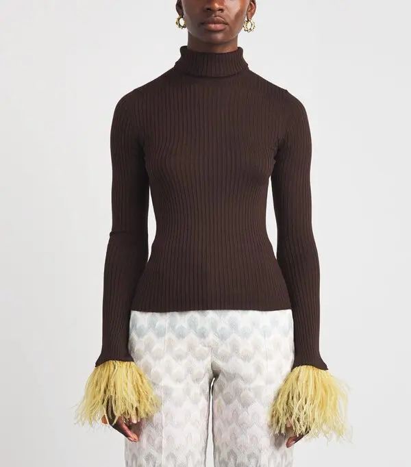 La DoubleJ Cashmere-silk Feather-trim Sweater
