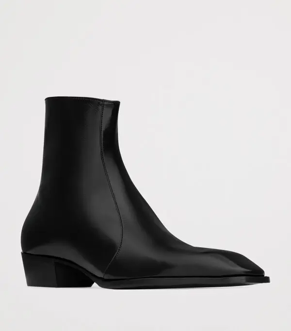 Saint Laurent Leather Aurelien Ankle Boots