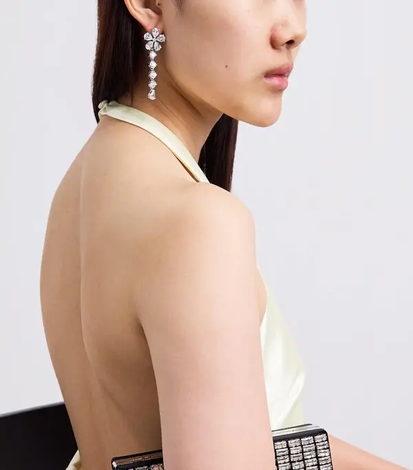 SELF-PORTRAIT Crystal-embellished Floral Drop Earrings