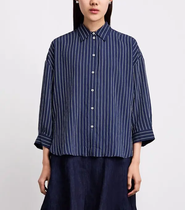 ME+EM Cotton Voile Cropped-sleeve Shirt