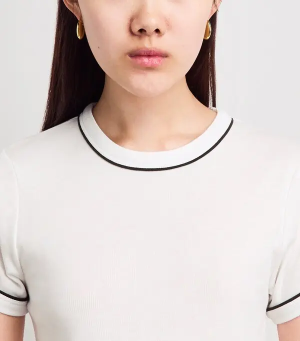 ME+EM Cotton-modal Contrast-trim T-shirt