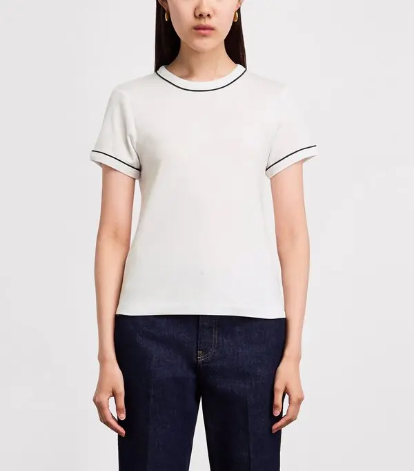 ME+EM Cotton-modal Contrast-trim T-shirt