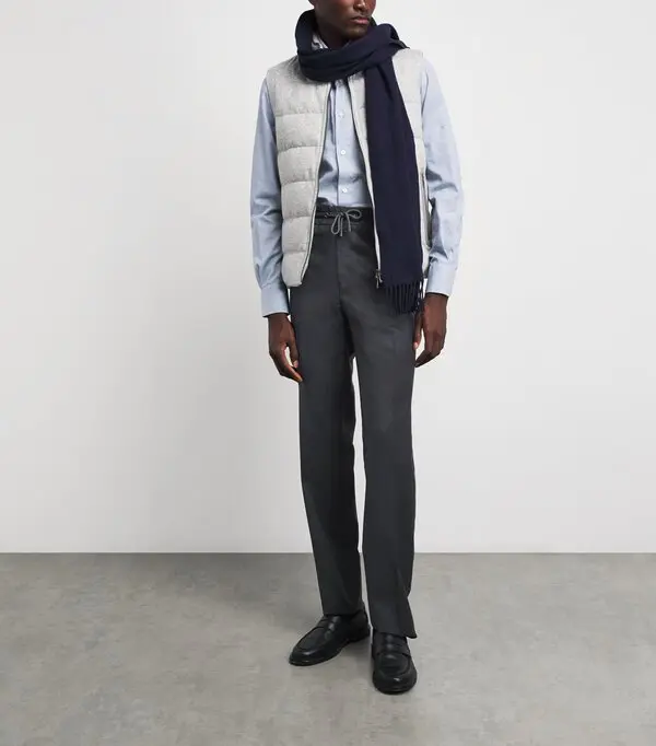 Pal Zileri Stretch-virgin Wool Drawstring Trousers - Grey