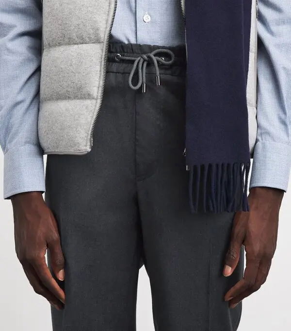 Pal Zileri Stretch-virgin Wool Drawstring Trousers - Grey