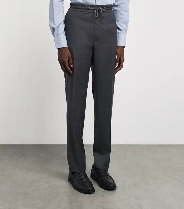 Pal Zileri Stretch-virgin Wool Drawstring Trousers - Grey