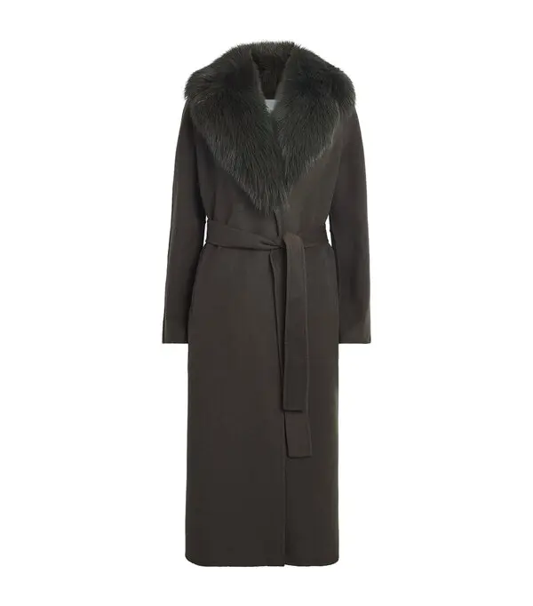 YVES SALOMON Wool-cashmere Fur-trim Coat