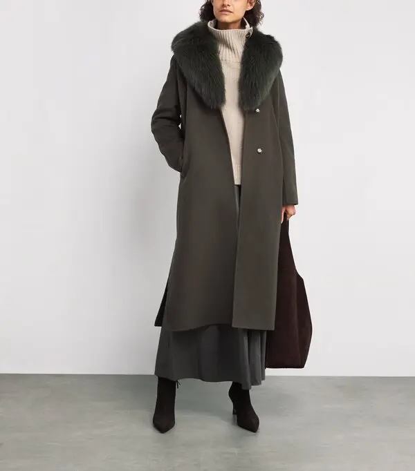 YVES SALOMON Wool-cashmere Fur-trim Coat