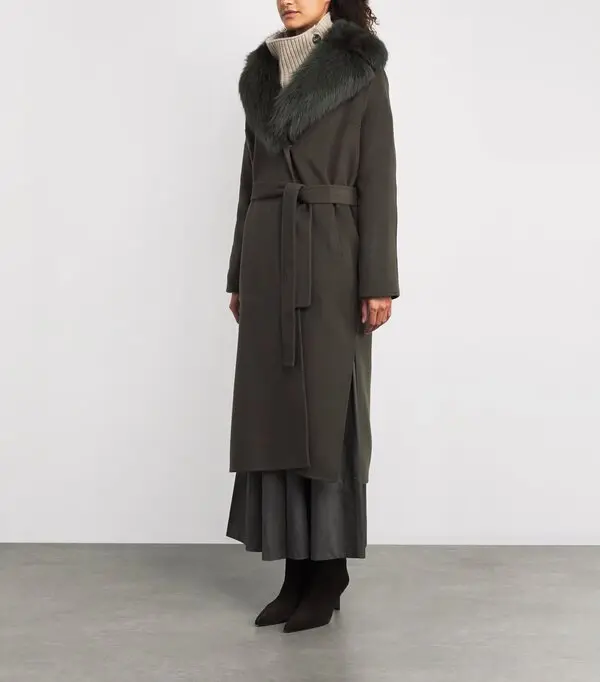 YVES SALOMON Wool-cashmere Fur-trim Coat