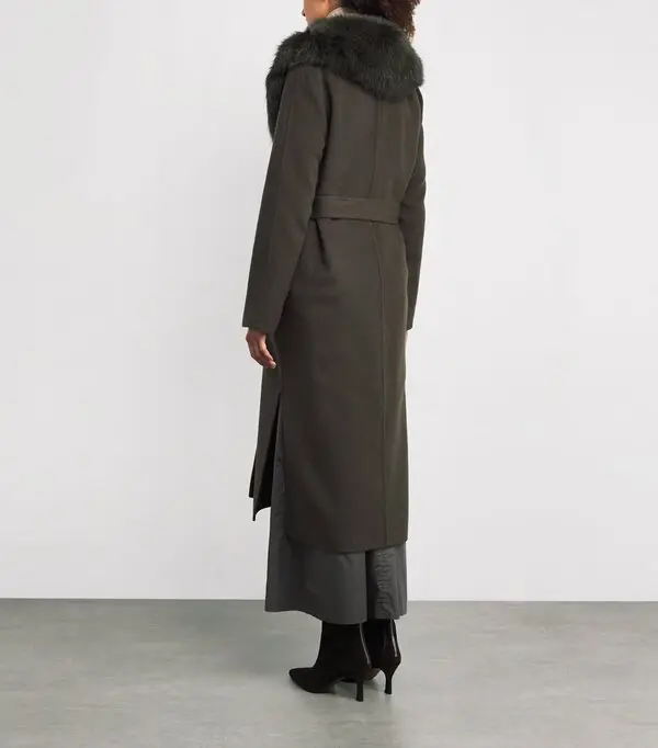 YVES SALOMON Wool-cashmere Fur-trim Coat